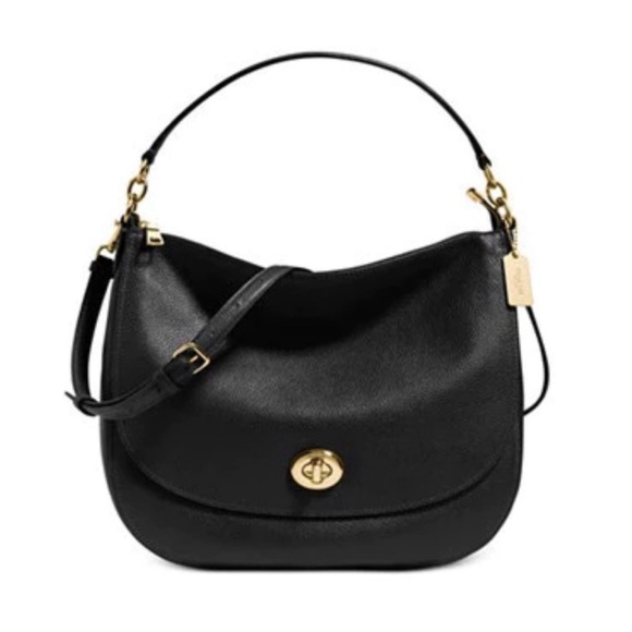 Coach | Bags | Coach Turnlock Hobo Crossbody Bag Black W Gold Hardware ...